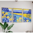 Blue Yellow Botanical Landscape Modern Triptych Art Set 3 Unframed ...