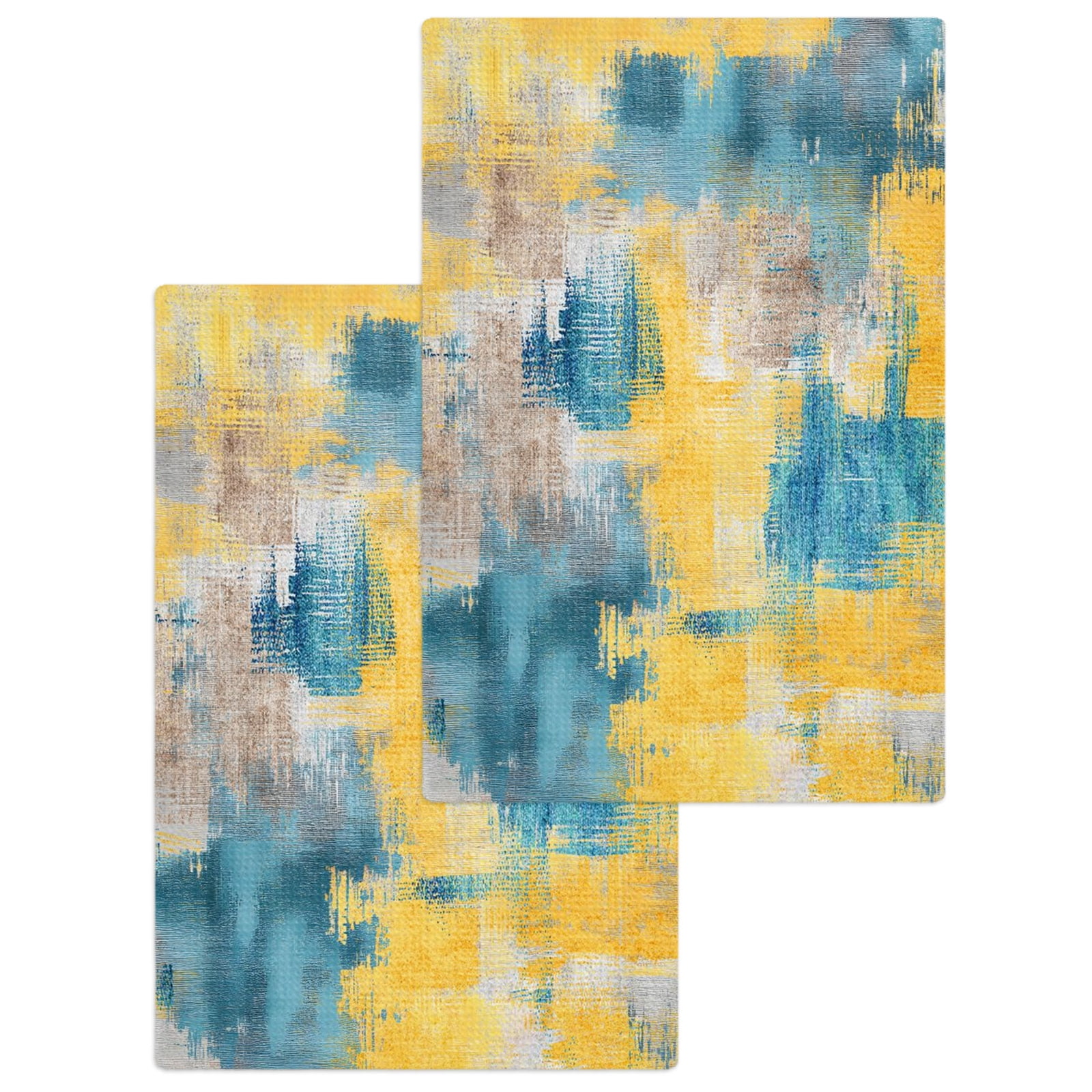 Blue Yellow Brown Kitchen Dish Towels for Drying Dishes Set of 2 ...