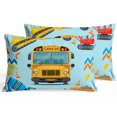 Blue Yellow Cartoon Truck Lumbar Pillow Covers 12 x 20 Inch Pillow ...