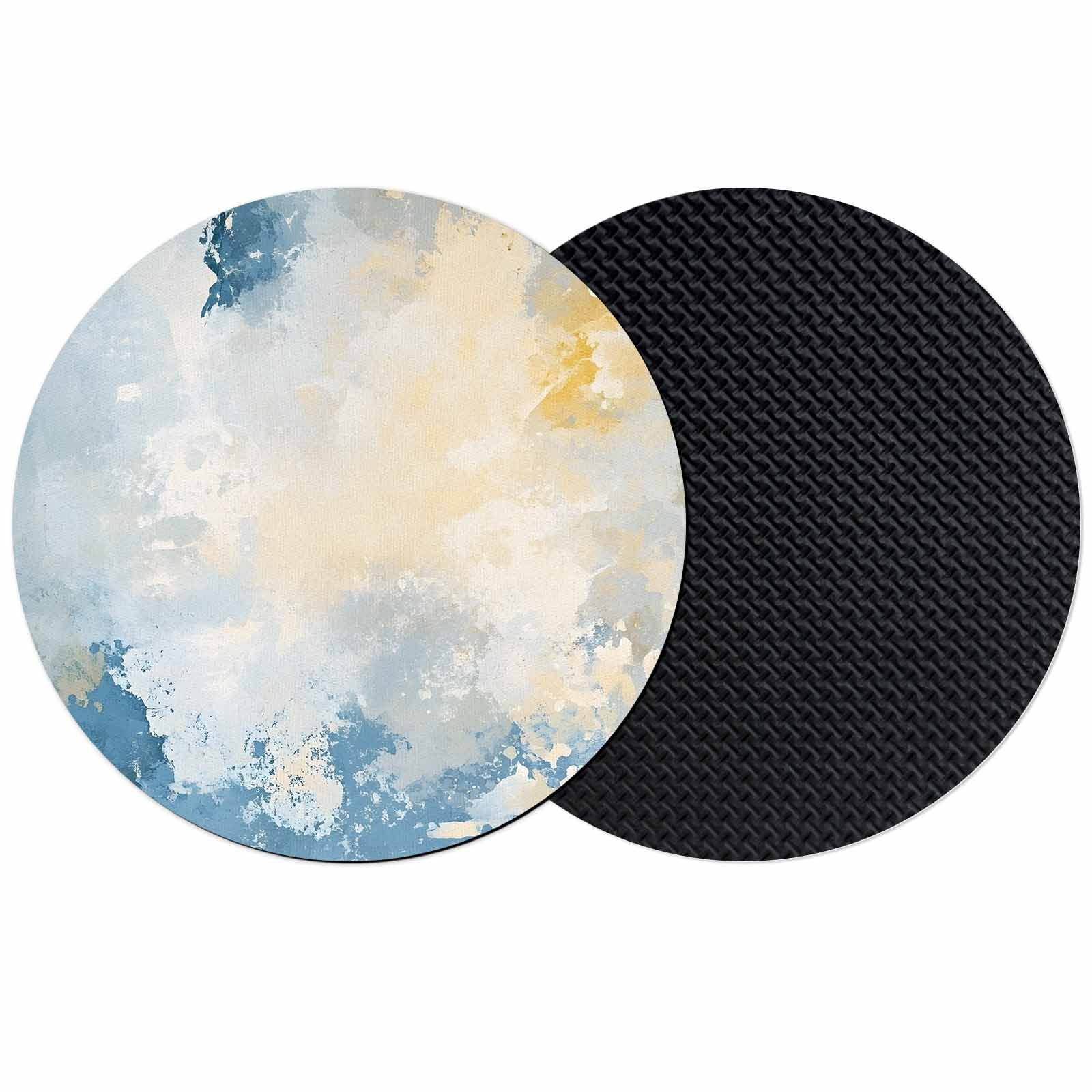 Blue Yellow Coasters Set of 2, Modern Vintage Oil Painting Abstract ...