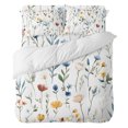 Blue Yellow Comforter Set Queen Size, Pink Flower Leaves Rustic Spring ...