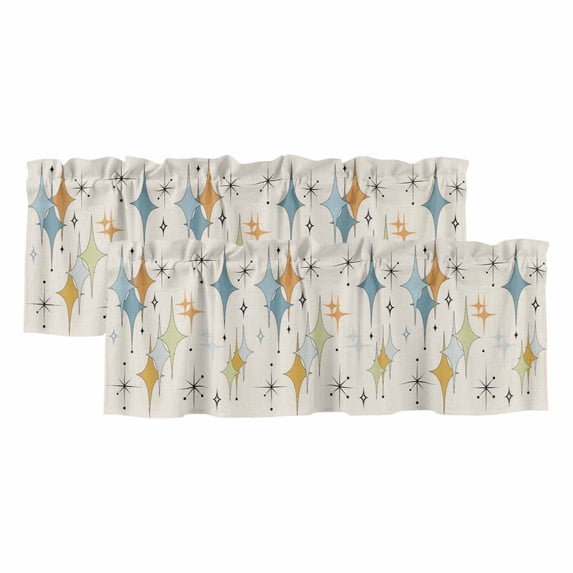 Blue Yellow Diamond Curtain Valances for Windows, Kitchen Valance ...