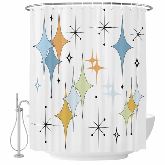Blue Yellow Diamond Shower Curtain, Waterproof Shower Curtains for ...