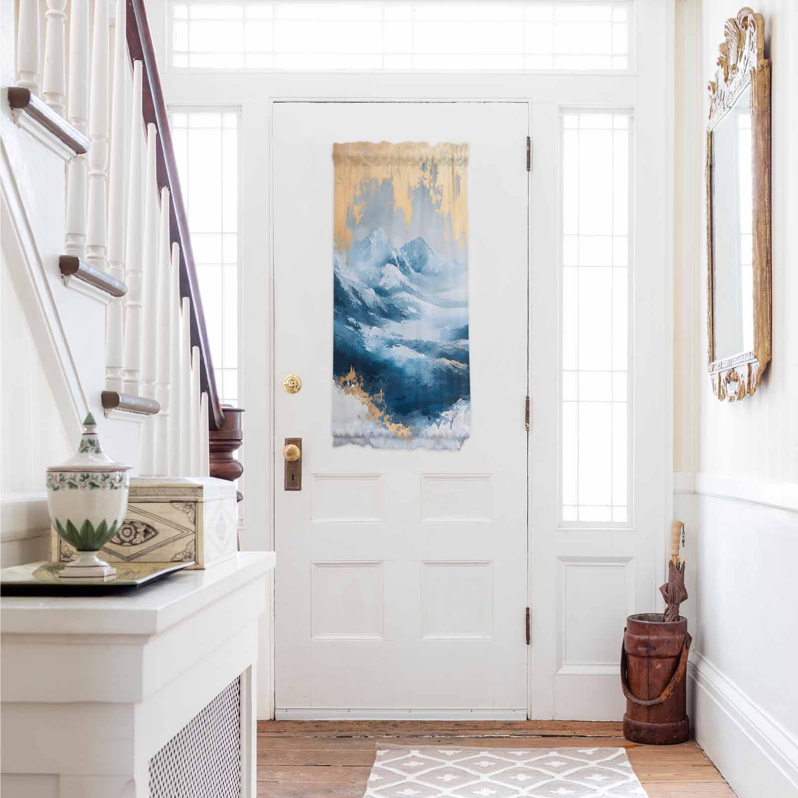 Blue Yellow Door Curtains for Door Window, French Sidelight Front Back ...