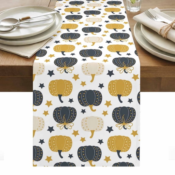 Blue Yellow Fall Table Runner - 72 Inch Long, Kitchen Dining Table ...