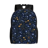 Blue Yellow Floral Backpack Full Front Print Travel Laptop Bag for Men ...