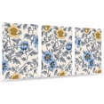 Blue Yellow Floral Canvas Wall Art 3 Panels, Vintage Plant Abstract Art ...