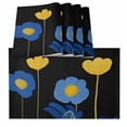 Blue Yellow Floral Placemats for Dinning Table Set of 6, Spring Summer ...