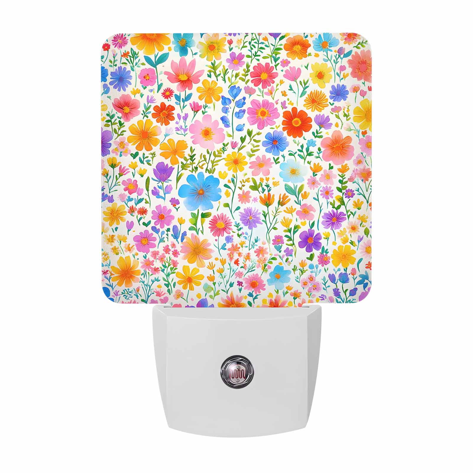 Blue Yellow Floral Plug-in LED Night Lights Wildflowers Leaves Plant ...