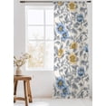 Blue Yellow Floral Sheer Curtains 108 Inch Long 1 Panel Vintage Plant ...