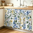 Blue Yellow Floral Spring Cabinet Curtain 32"Wx55"L,Dustproof Pantry ...