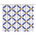 Blue Yellow Flower Lattice Pattern Print Shower Curtain,Cloth Fabric ...
