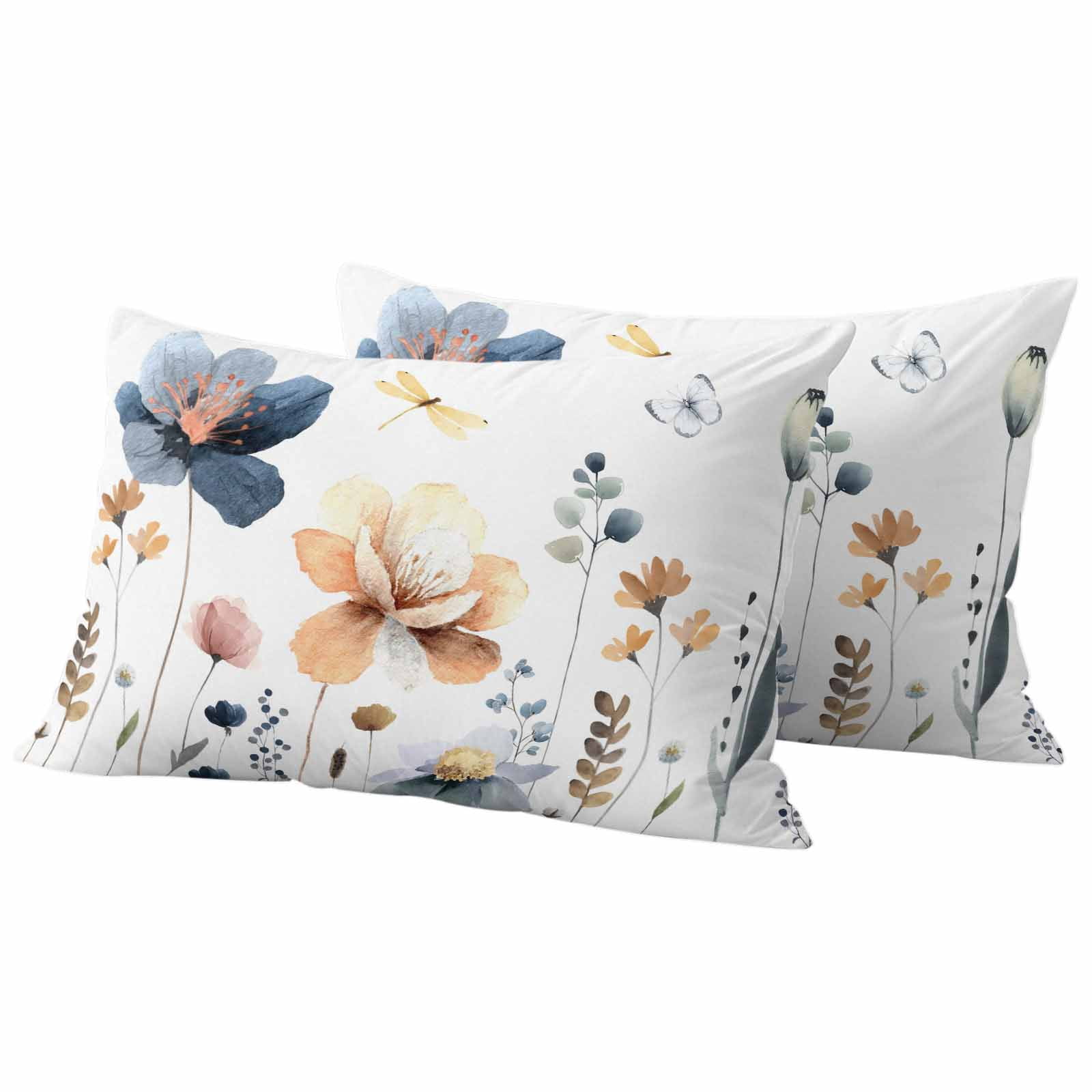Blue Yellow Flower Outdoor Pillow Covers Set of 2 Watercolor Spring ...
