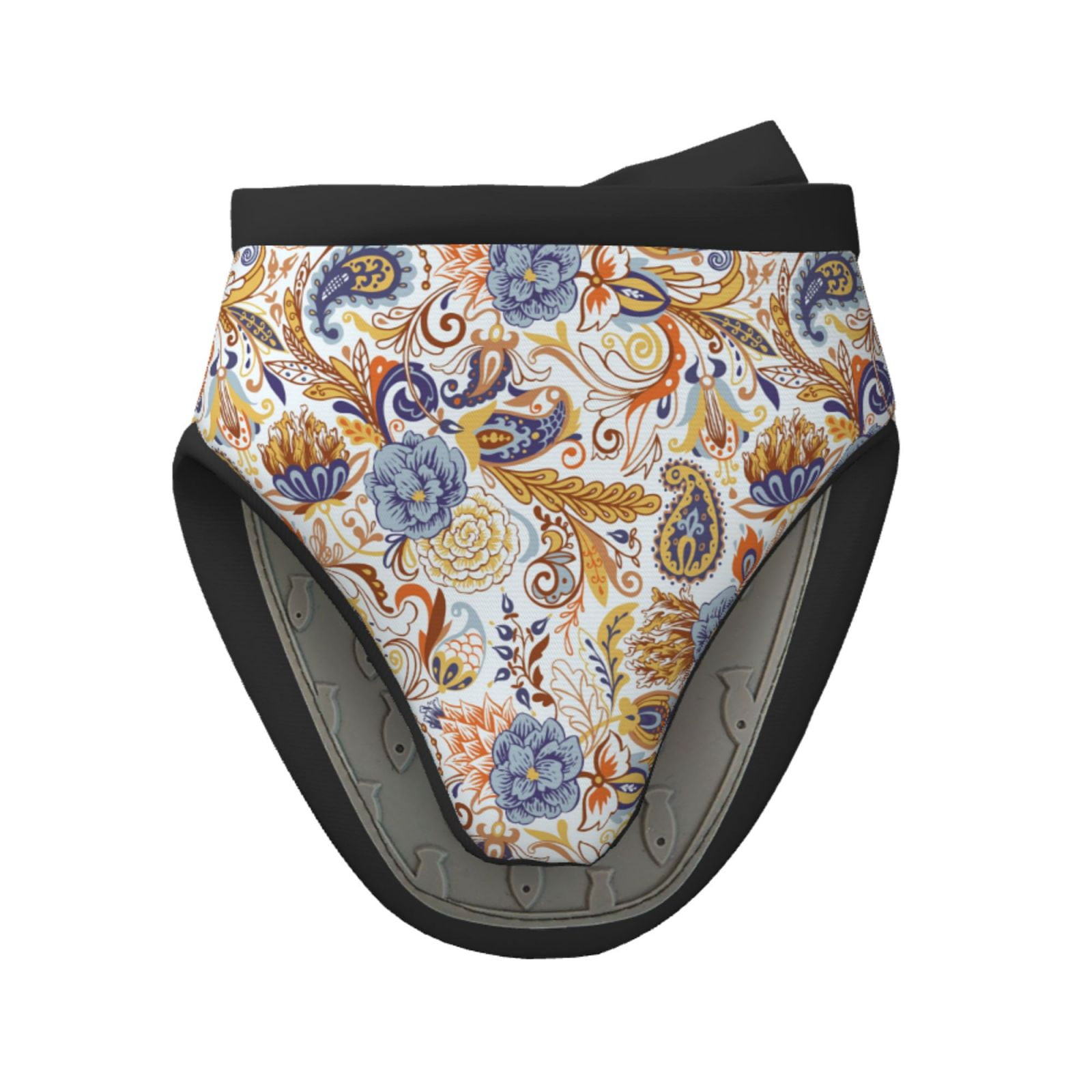 Blue Yellow Flower Paisley Oven Mitts Heat Resistant, Soft Lining ...