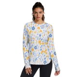 Blue Yellow Flower Pattern Women's Activewear UPF 50+ Sun Protection ...