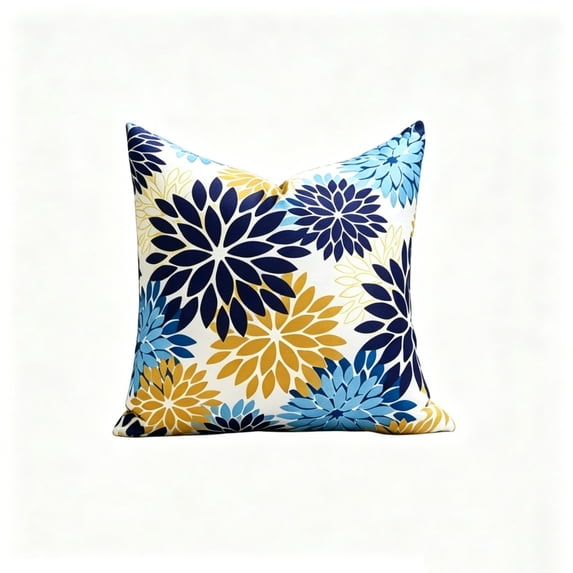 Blue Yellow Flower Pillow Covers 20x20 Inch 1PCS Outdoor Throw Pillows ...
