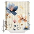 Blue Yellow Flowers Bathroom Shower Curtains with 12 Hooks Polyester ...