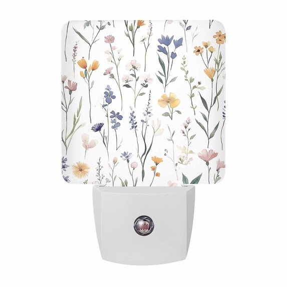 Blue Yellow Flowers Leaf Plug-in LED Night Lights Vintage Wildflower ...