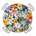 Blue Yellow Flowers Round Tablecloth for 36-44 Inch Tables,Fitted Table ...