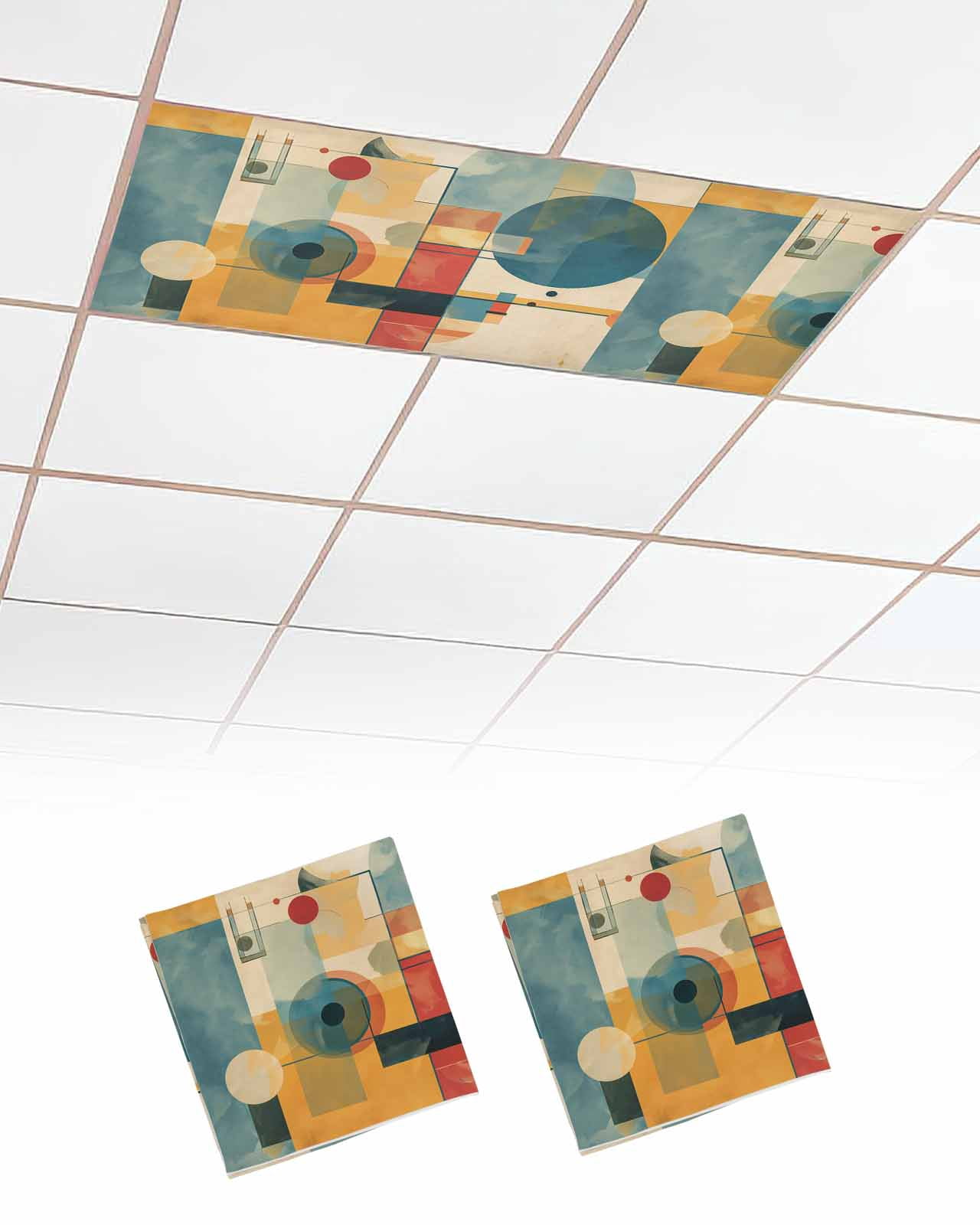 Blue Yellow Geometric Fluorescent Light Covers for Ceiling Lights 4x2 ...