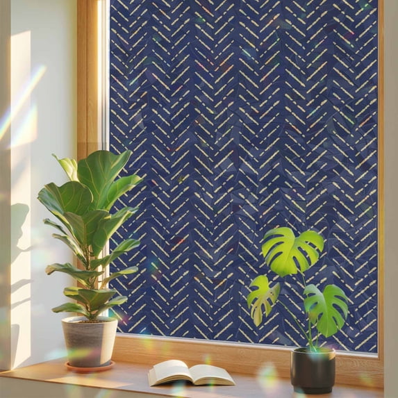 Blue Yellow Geometric Privacy Window Film, Decorative Stained Glass ...