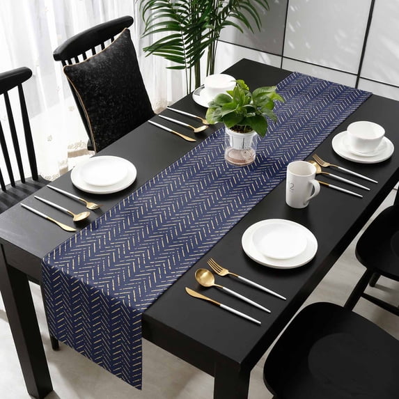 Blue Yellow Geometric Table Runner 72 Inches Long, Modern Abstract Art ...