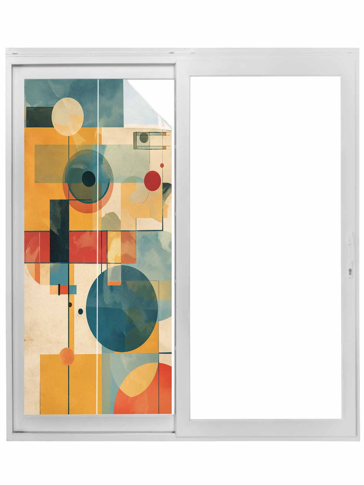 Blue Yellow Geometric Window Privacy Film, Vintage Oil Painting ...