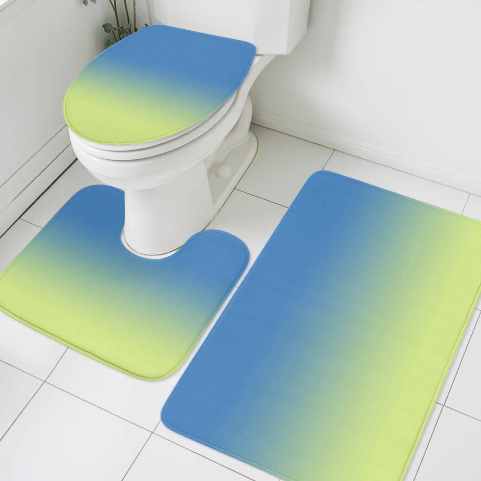 Blue and Yellow Gradient Bathroom Rugs Set Gradient Background Non Slip ...