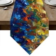 Blue Yellow Green Table Runner Linen Burlap Table Runner 72 Inches Long ...