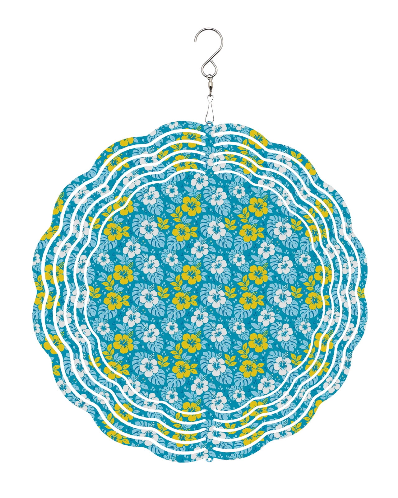 Blue Yellow Hibiscus Flowers Wind Spinner for Garden Yard 10In, Summer ...