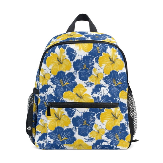 Blue Yellow Hibiscus Pattern Mini Backpack Cute Small Backpack with ...