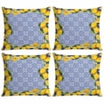 Blue Yellow Lemon Throw Pillow Covers 18 x 18 Inch Pillow Covers Set of ...
