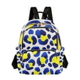 Blue Yellow Leopard Pattern Fashion Backpack Quilted Lightweight Women ...