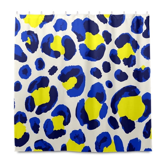 Blue Yellow Leopard Pattern Shower Curtain Liners Waterproof 72 Inch ...
