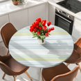 Blue Yellow Line Abstract Stripes Round Fitted Tablecloth with Elastic ...