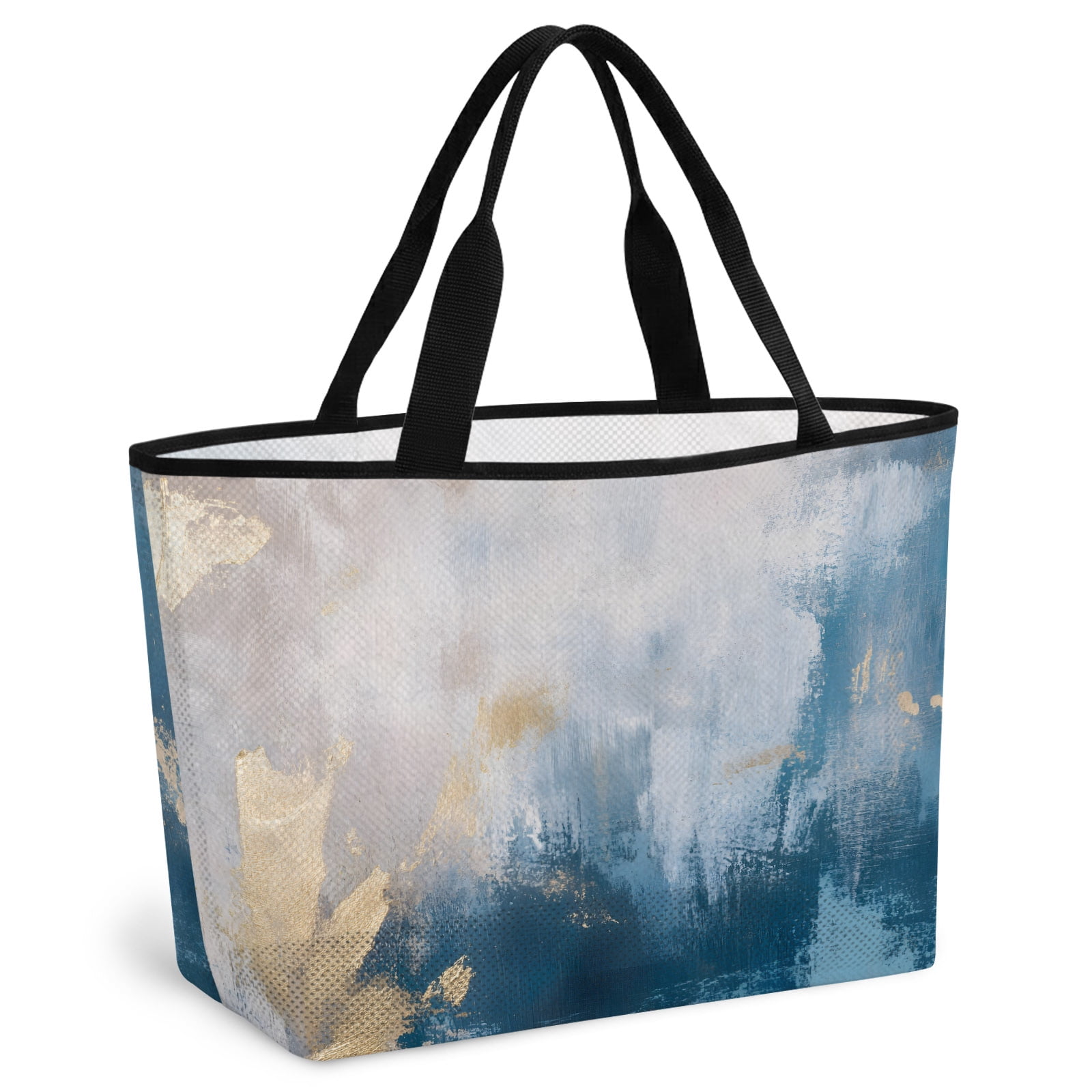 Blue Yellow Mesh Beach Bag for Women Men,Large Beach Tote Waterproof ...