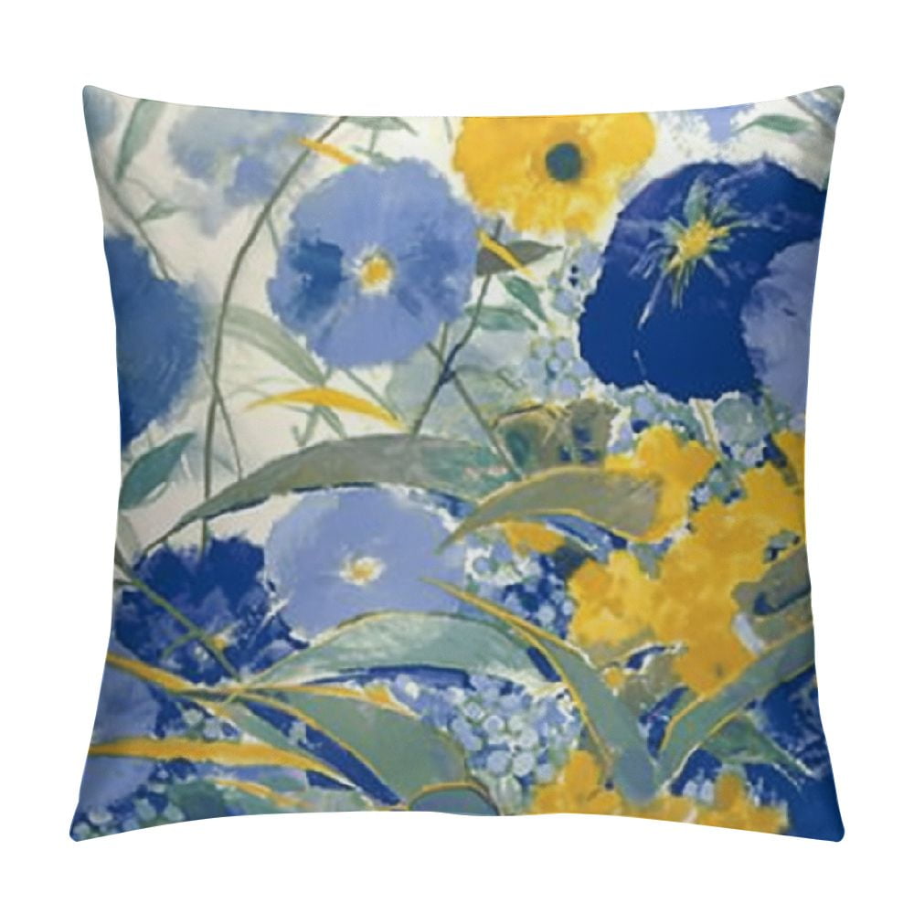 Blue Yellow Morning Glory Flowers Design by Jill Martin Throw - Walmart.com