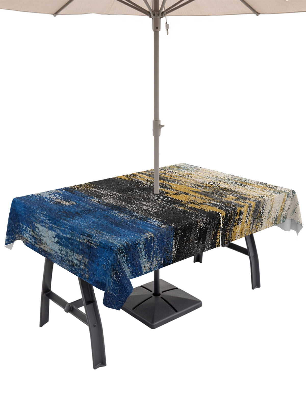 Blue Yellow Outdoor Rectangle Tablecloth with Umbrella Hole 60"x84 ...