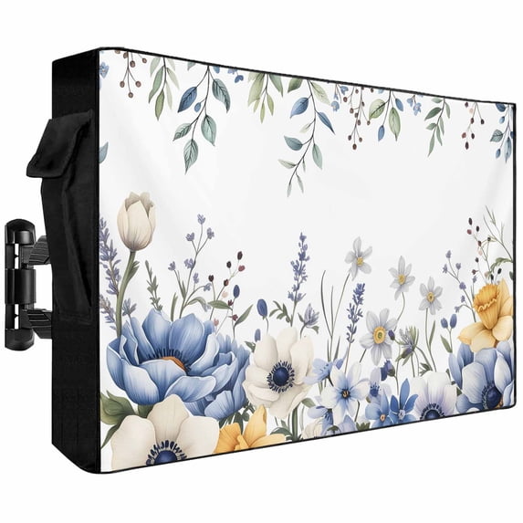 Blue Yellow Outdoor TV Cover 40 to 43 inch Flowers Eucalyptus Leaves ...