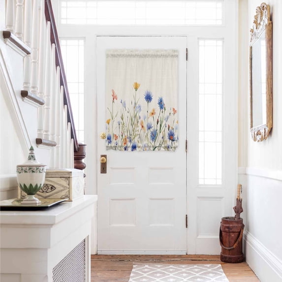 Blue Yellow Pink Spring Floral Door Curtains for Door Window, French ...
