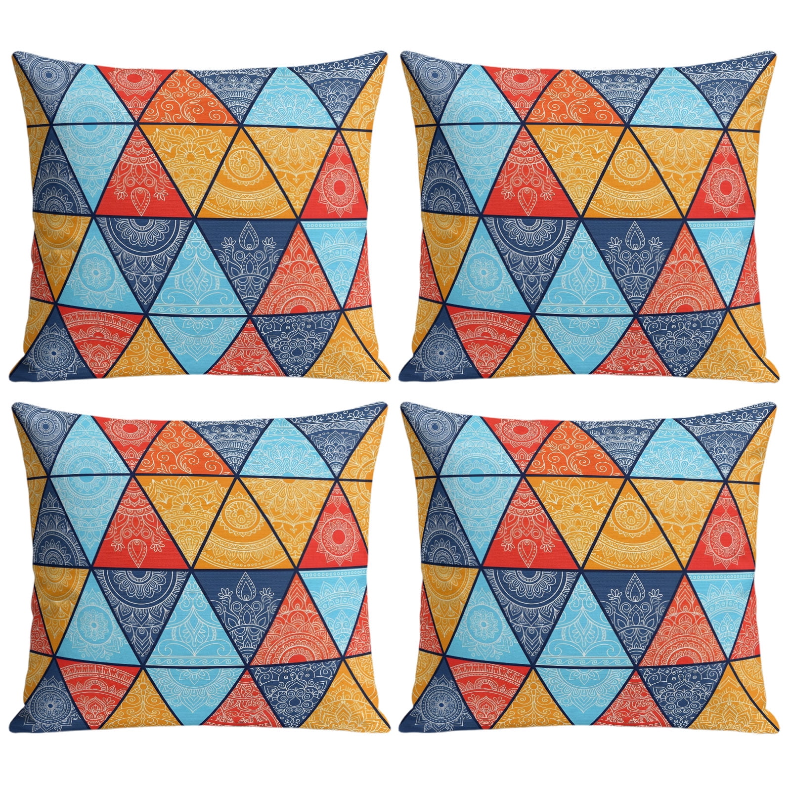 Blue Yellow Red Boho Throw Pillow Covers 16 x 16 Inch Pillow Covers Set ...