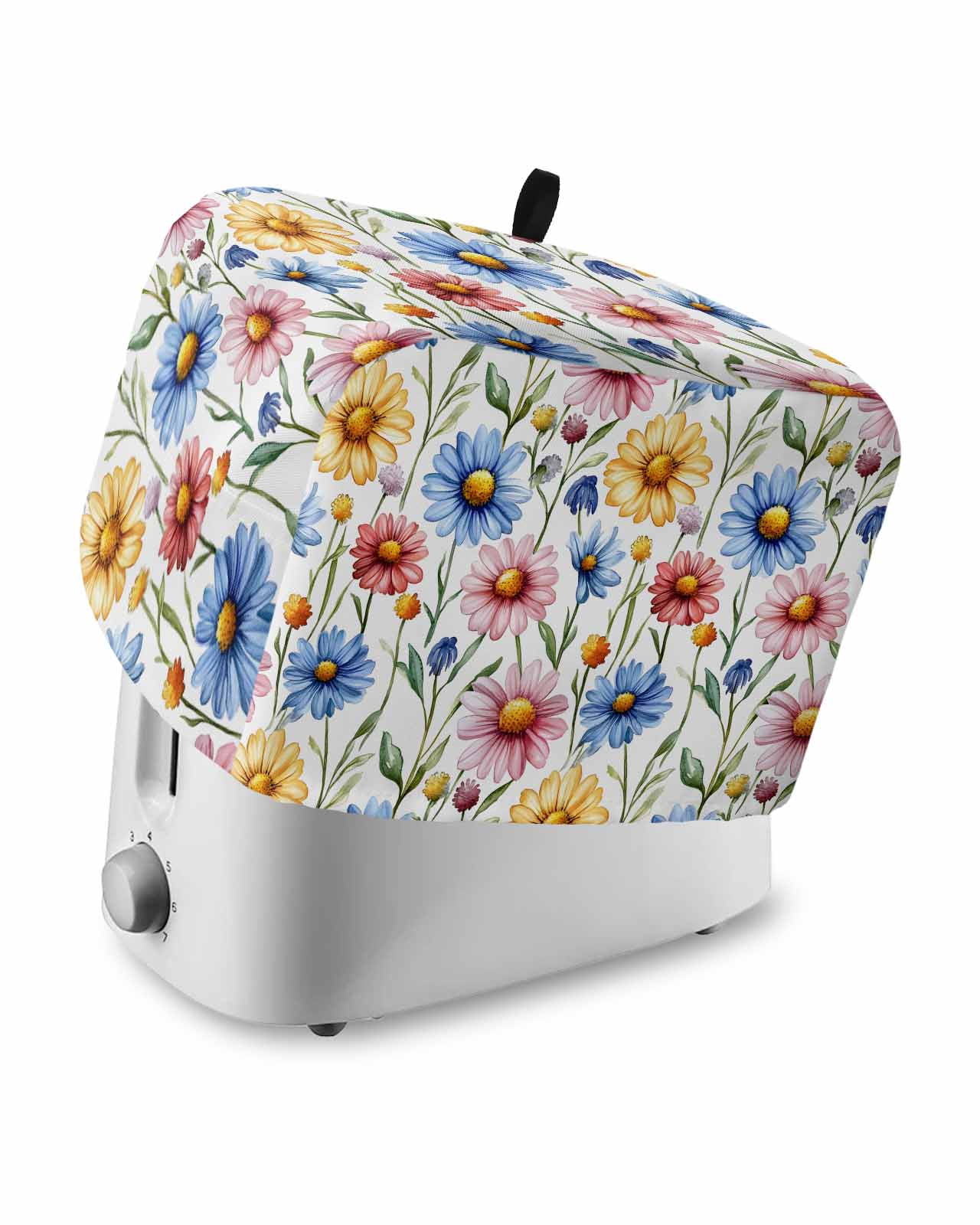 Blue Yellow Red Floral Spring Toaster Cover 4 Slice, Watercolor Daisy ...
