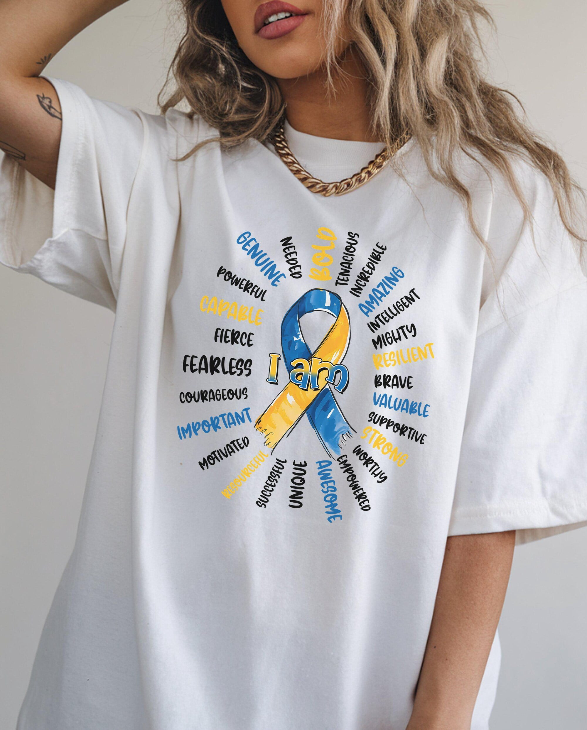 Blue Yellow Ribbon Awareness Shirt I Am Down Syndrome Awareness TShirt ...