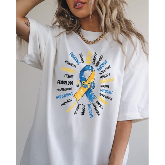 Blue Yellow Ribbon Awareness Shirt I Am Down Syndrome Awareness TShirt ...
