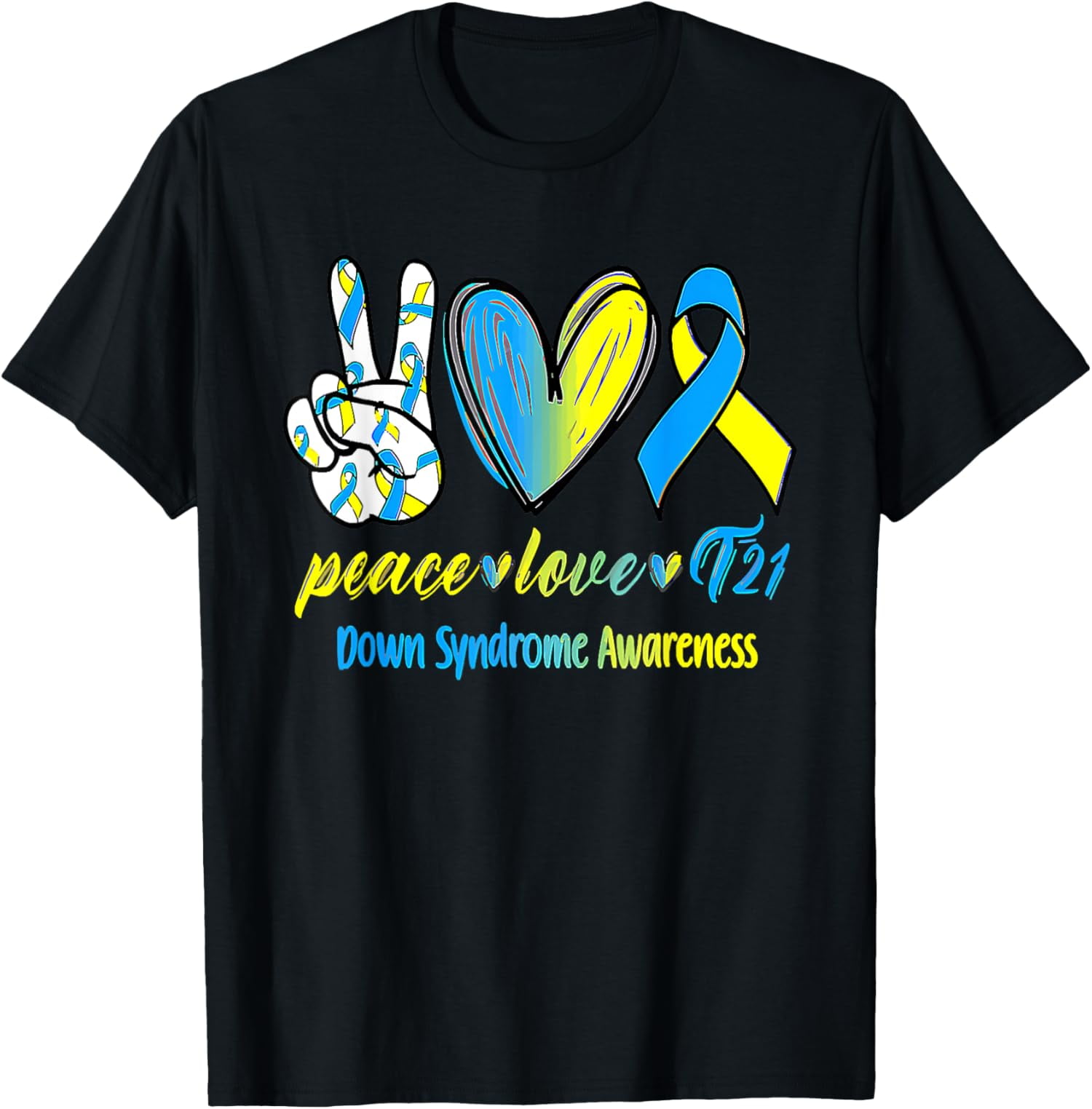 Blue Yellow Ribbon Down Syndrome Awareness T-Shirt - Walmart.com