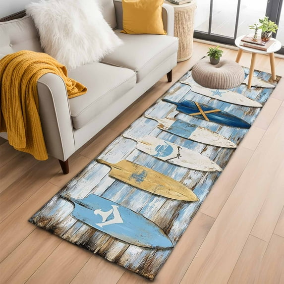 Blue Yellow Sailing Kitchen Runner Rug 2x6 Washable Runners for Hallway ...