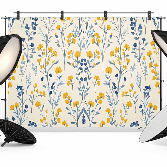 Blue Yellow Spring Floral Backdrop for Photography,Fabric Photo ...
