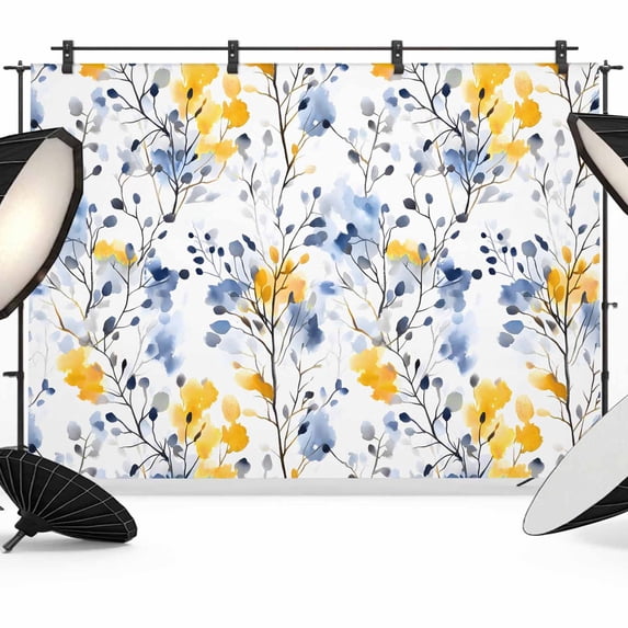 Blue Yellow Spring Floral Backdrop for Photography,Fabric Photo ...