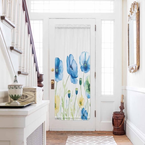 Blue Yellow Spring Floral Door Curtains for Door Window, French ...