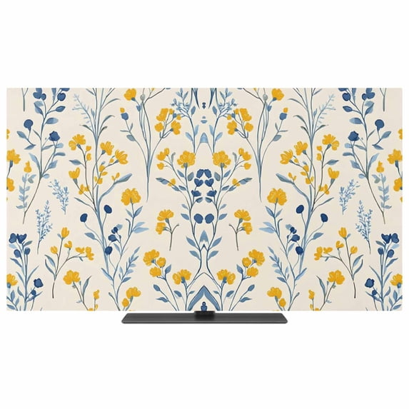 Blue Yellow Spring Floral TV Dust Cover,Stretchable TV Screen Desktop ...